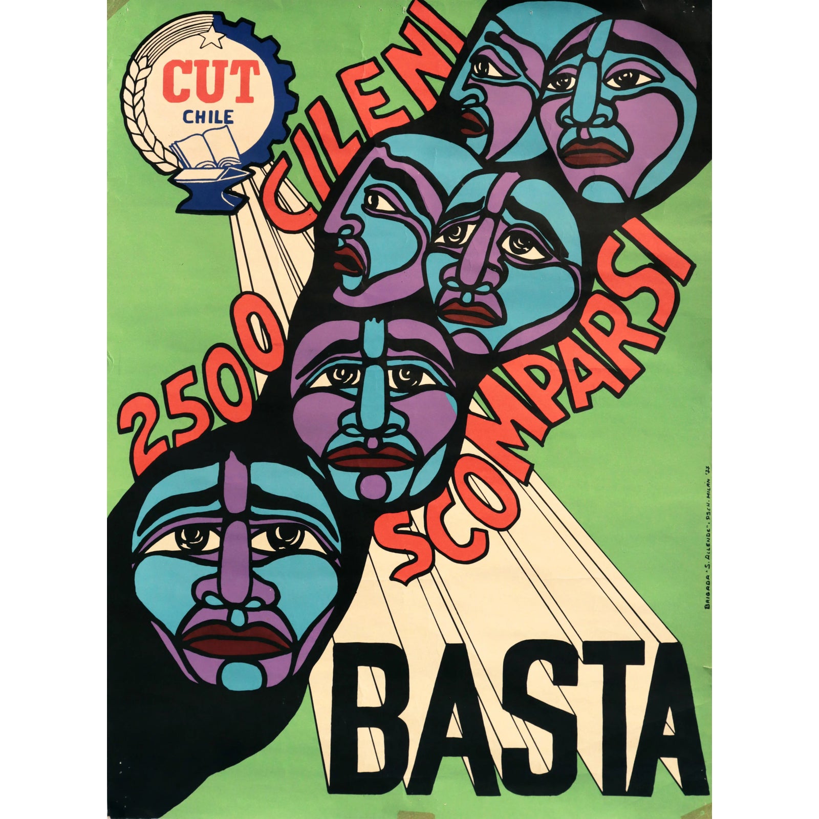 1977 Chilean Political Poster, 2500 Cileni Scomparsi: Basta (2500 ...
