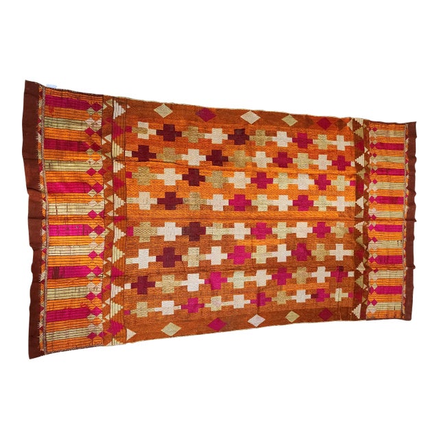 Hand-Embroidered Phulkari Throw, 1930 | Chairish