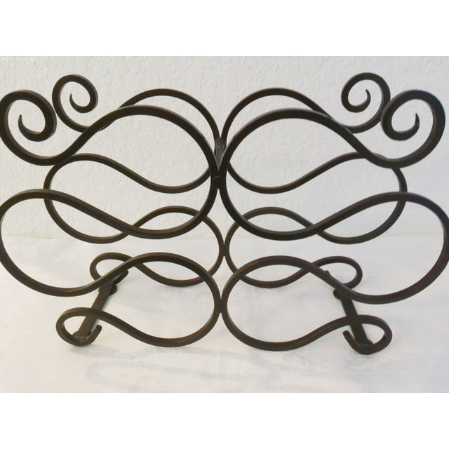 Vintage Black Wrought Iron Scroll Design Wine Rack | Chairish