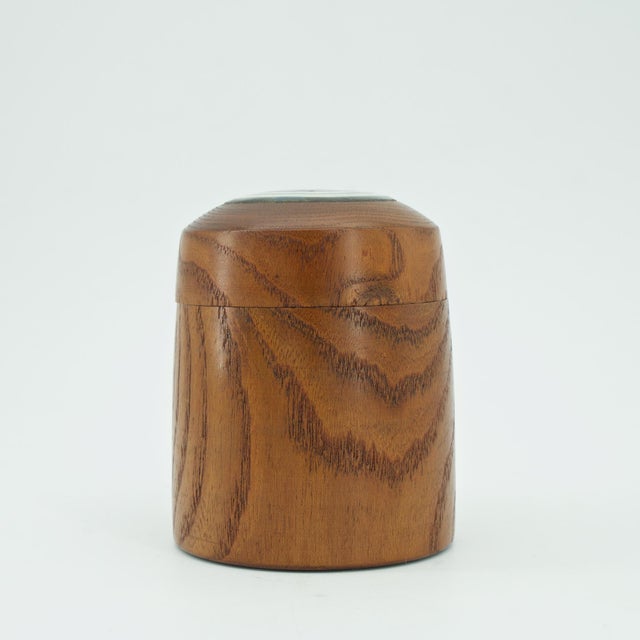 Kenji Fujita Ceramic on Oak Jar Box Japanese Studio Craft Tea Caddy ...