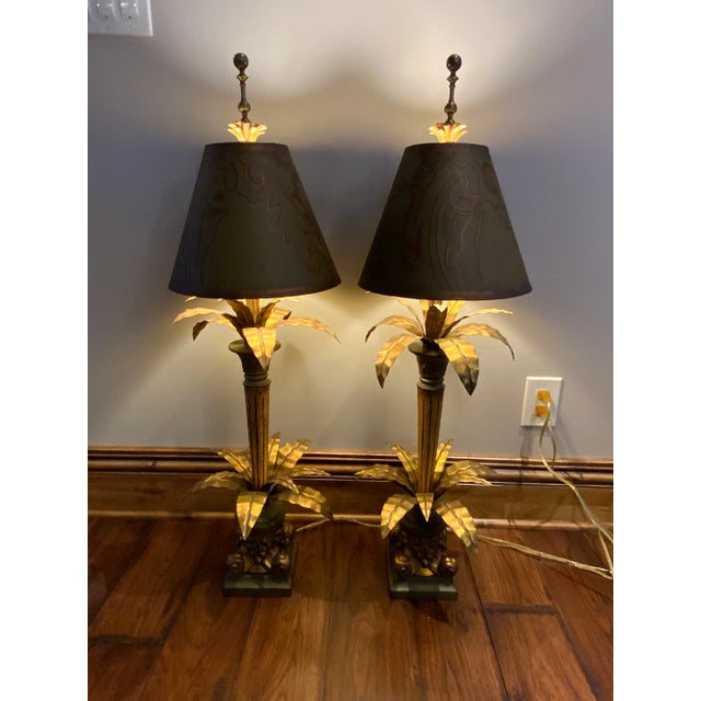 Set of 2 1990s Alexander-John Palm Style Lamps | Chairish
