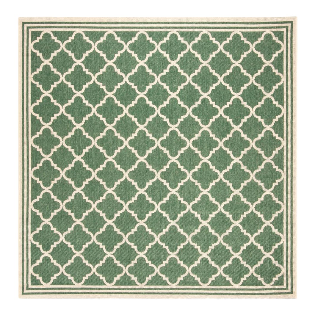 Sea Cottage Indoor Outdoor Rug Green & Cream 6'7" Square | Chairish
