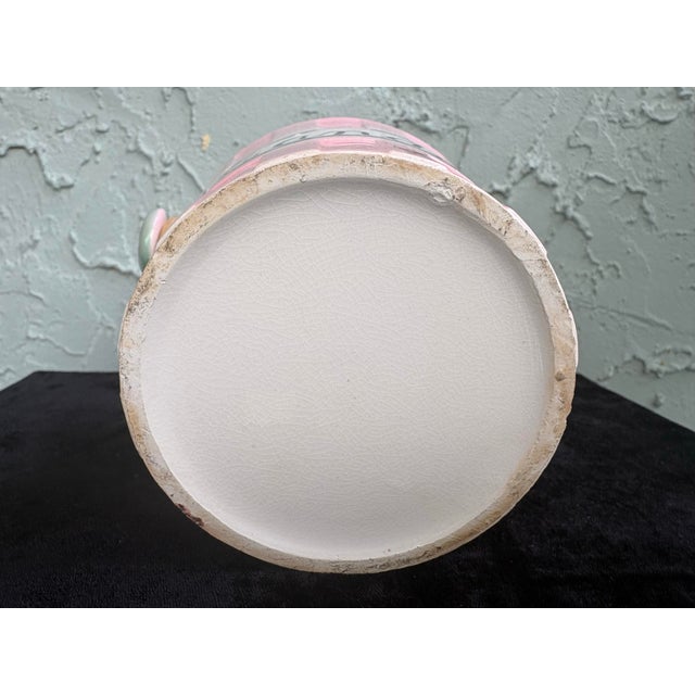 Vintage Hand-Painted Ceramic Candy Bucket With Wrapped Handle, Pink ...