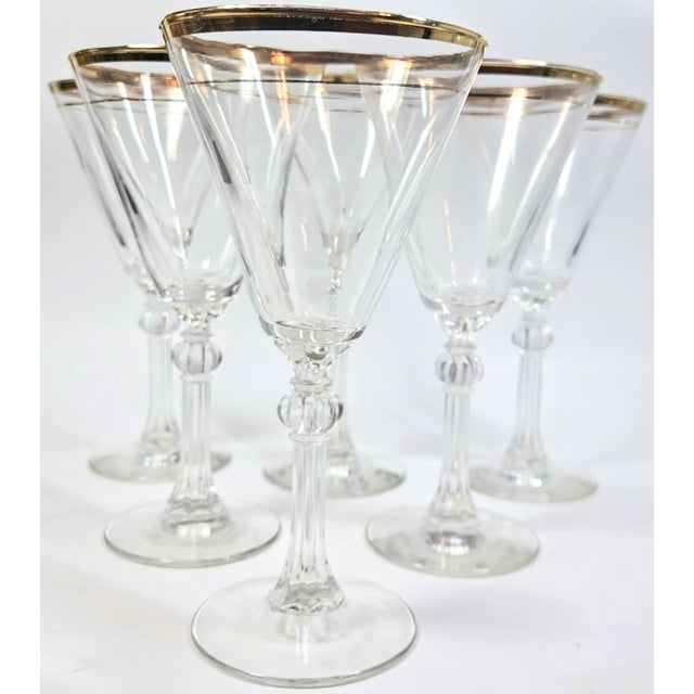 Gold Rimmed Hollywood Regency Goblets- Set of Six | Chairish