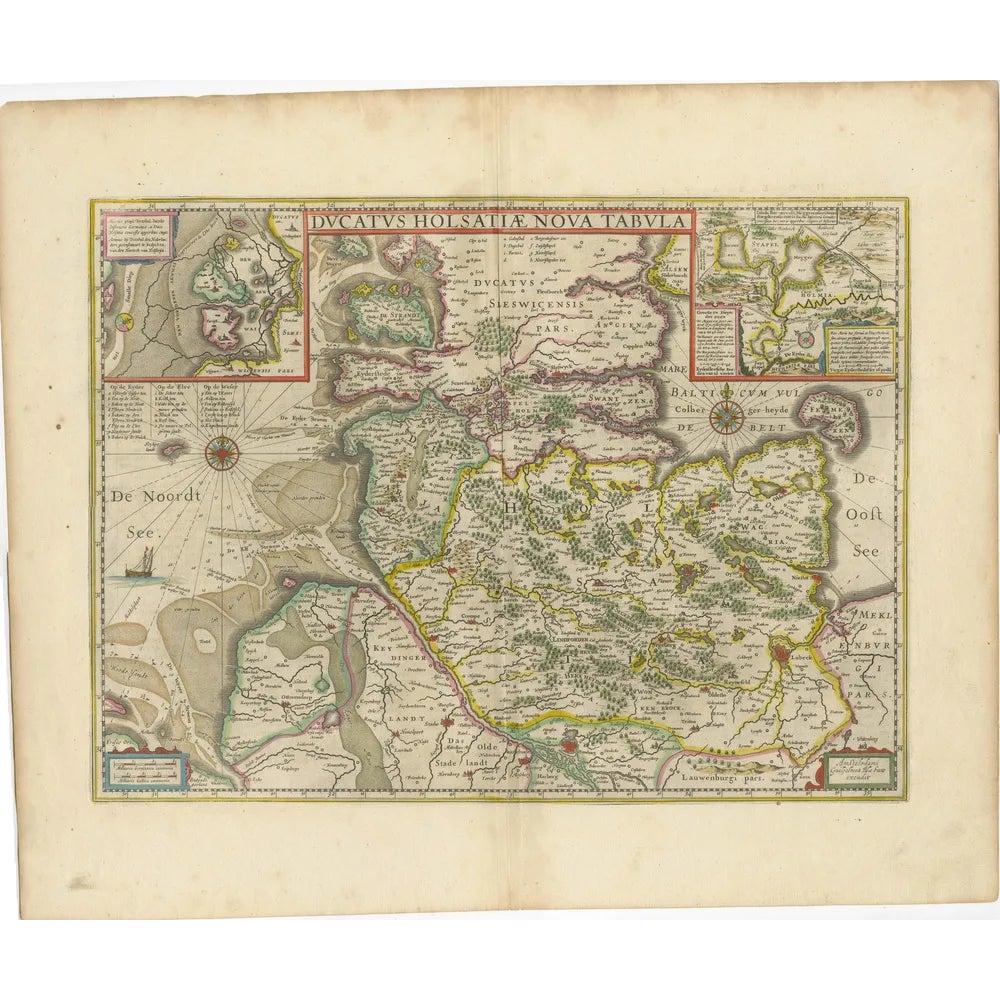 Antique Map of the Duchy of Holstein | Chairish