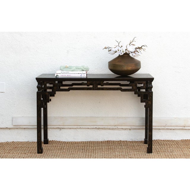 Vintage Black Lacquer Altar Table W/Gold Details | Chairish