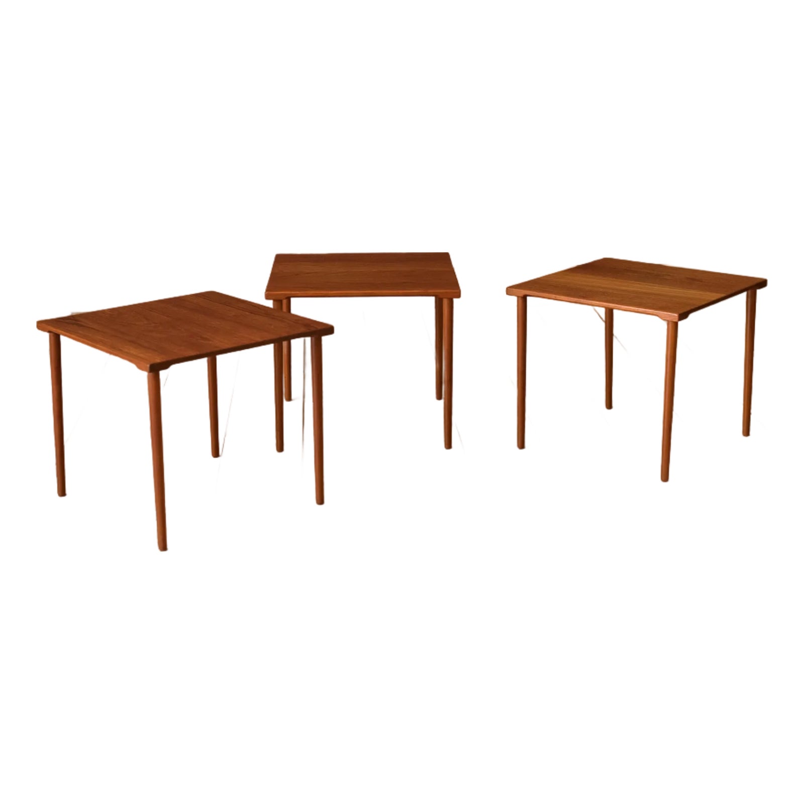 Danish Modern Solid Teak Three Piece End Table Set by Peter Hvidt ...