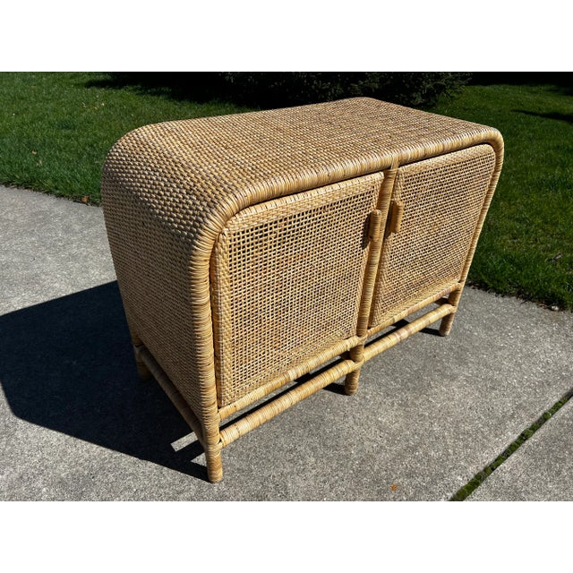 Coastal Natural Rattan Sideboard Attributed to Jamie Young | Chairish