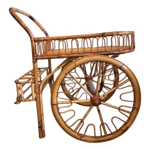 Vintage French Riviera Bamboo Cart, 1950s | Chairish