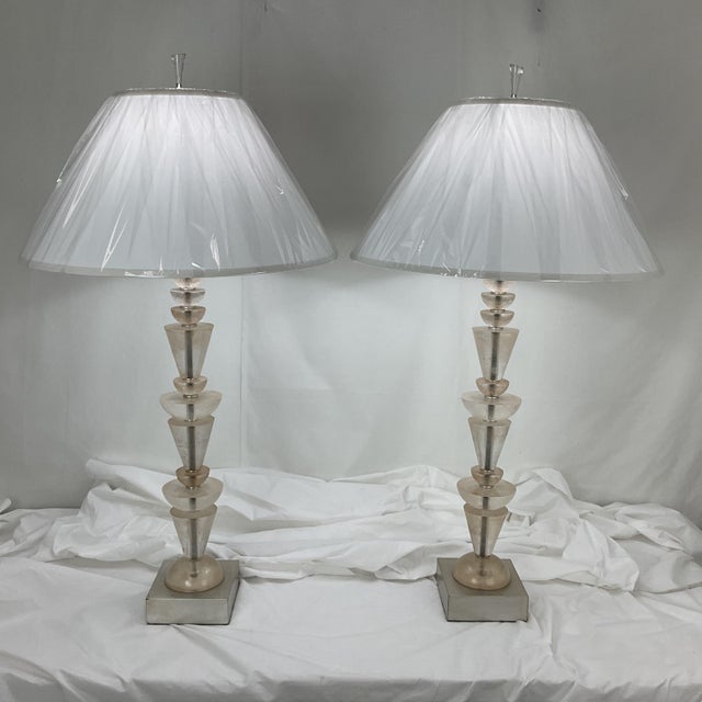 Vintage French Lucite Stack Lamps | Chairish