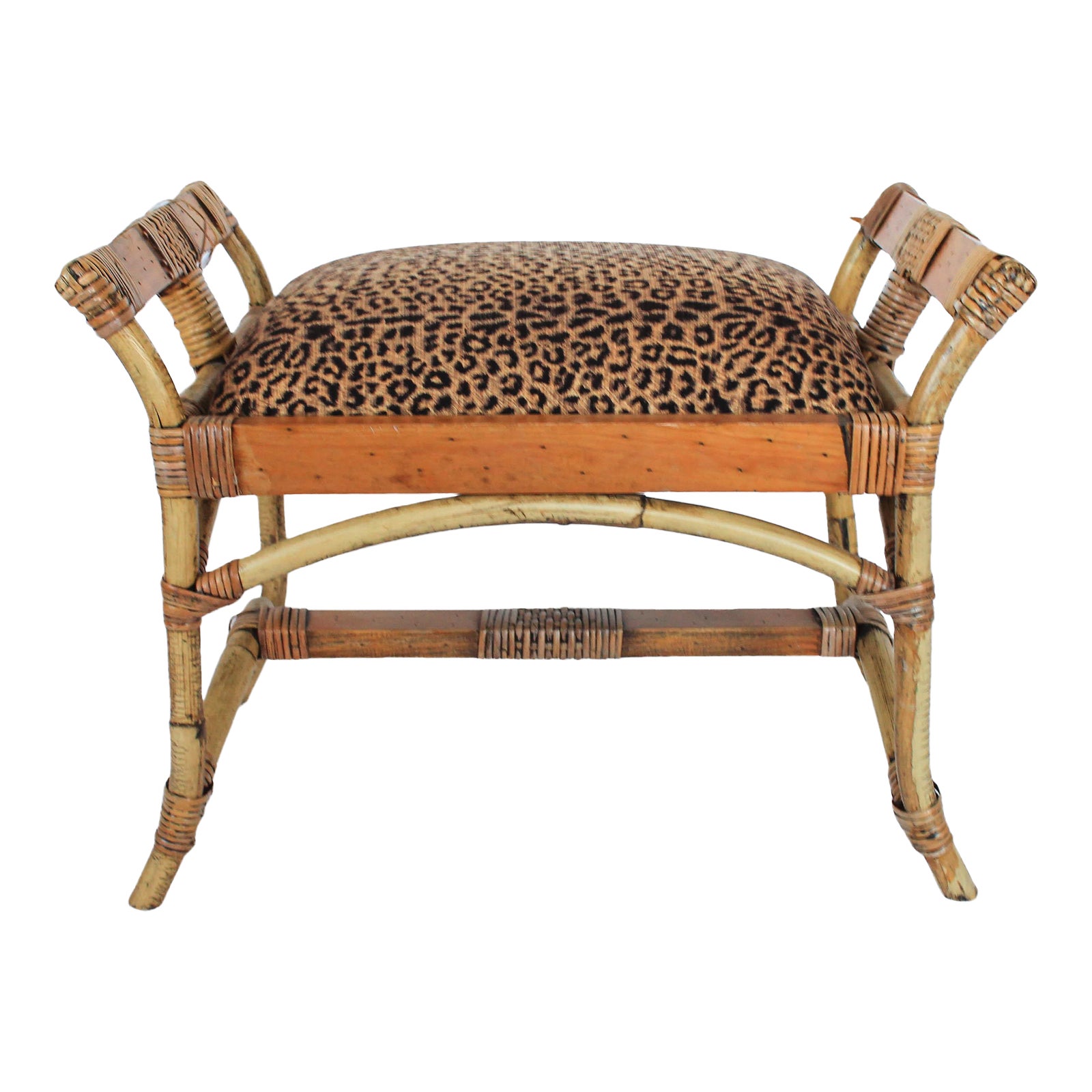 Vintage Bamboo Vanity Seat or Stool | Chairish