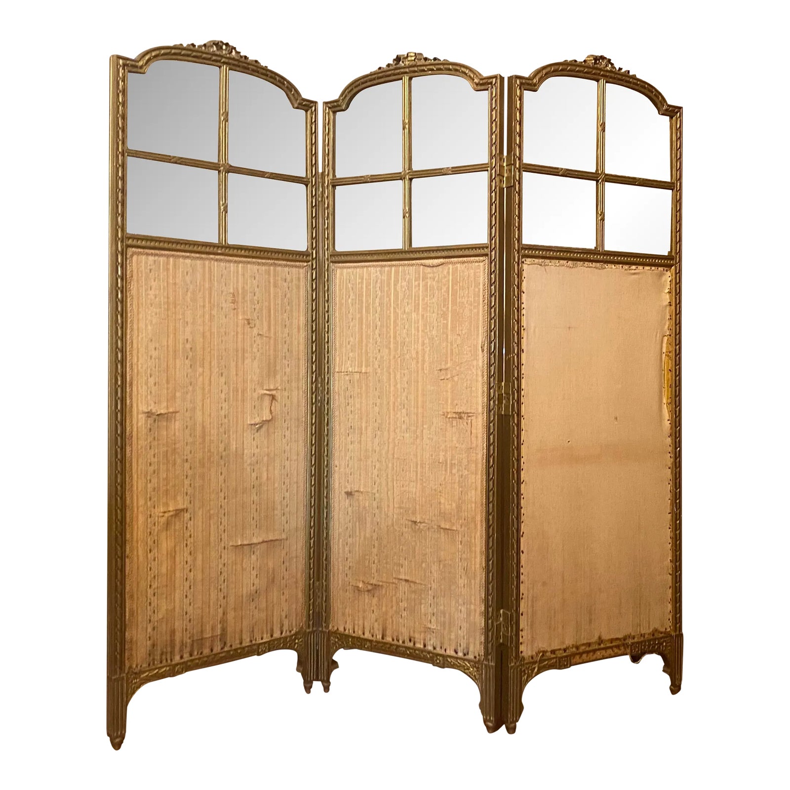 19th Century Carved Giltwood French Louis XV Style Three Panel Dressing ...