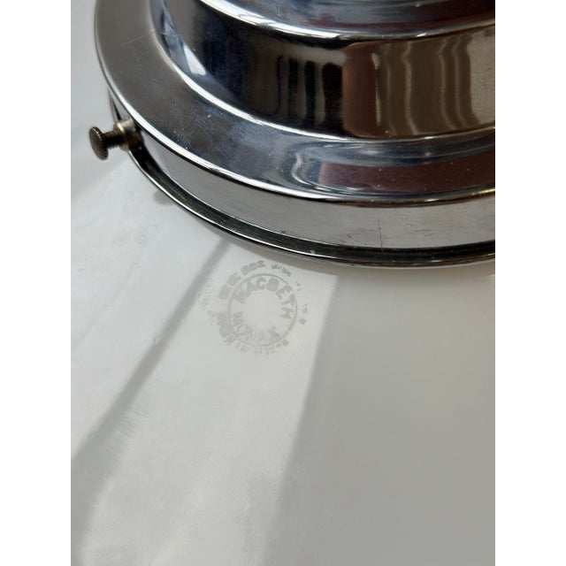 Vintage Art Deco "Skyscraper" Stepped Monax Glass + Chrome Flush Mounts ...