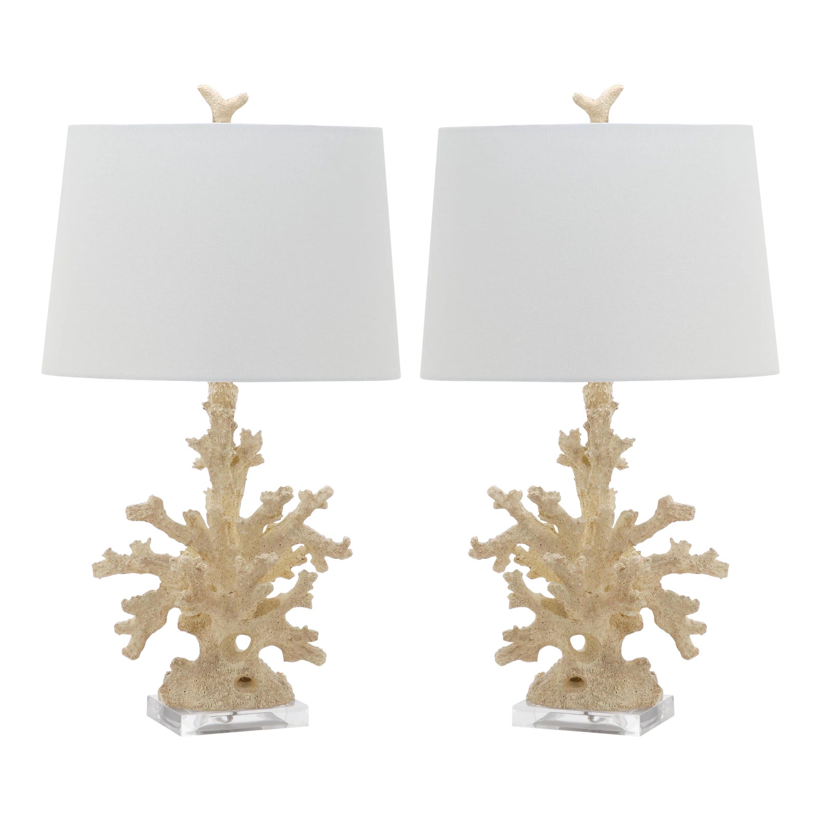 Coral Replica 28.5 Inch H Table Lamp in Cream - a Pair | Chairish
