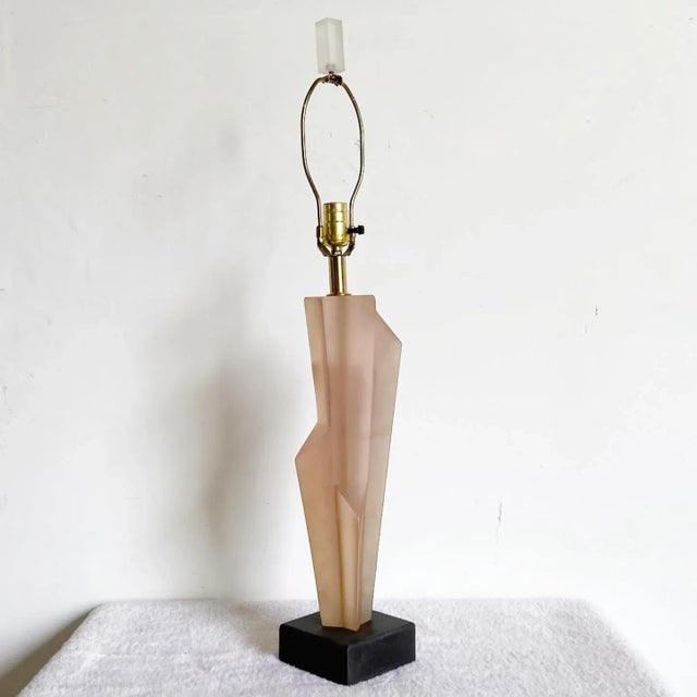 Art Deco Revival Sculpted Pink Resin Table Lamp by Paolo Gucci | Chairish