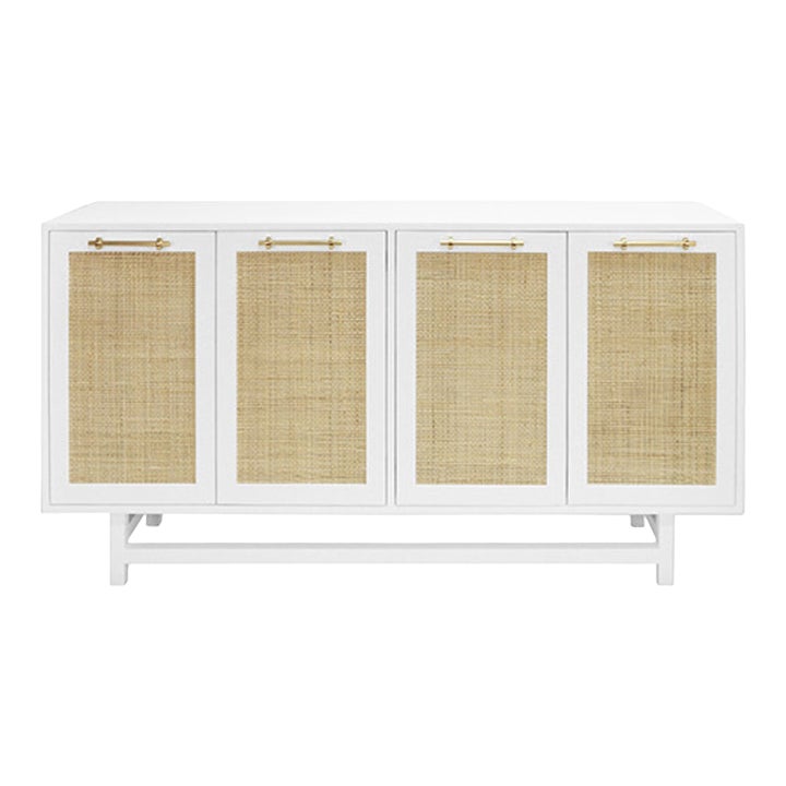Matthew Izzo Home Macon Matte White Lacquer and Cane Four Door Cabinet ...