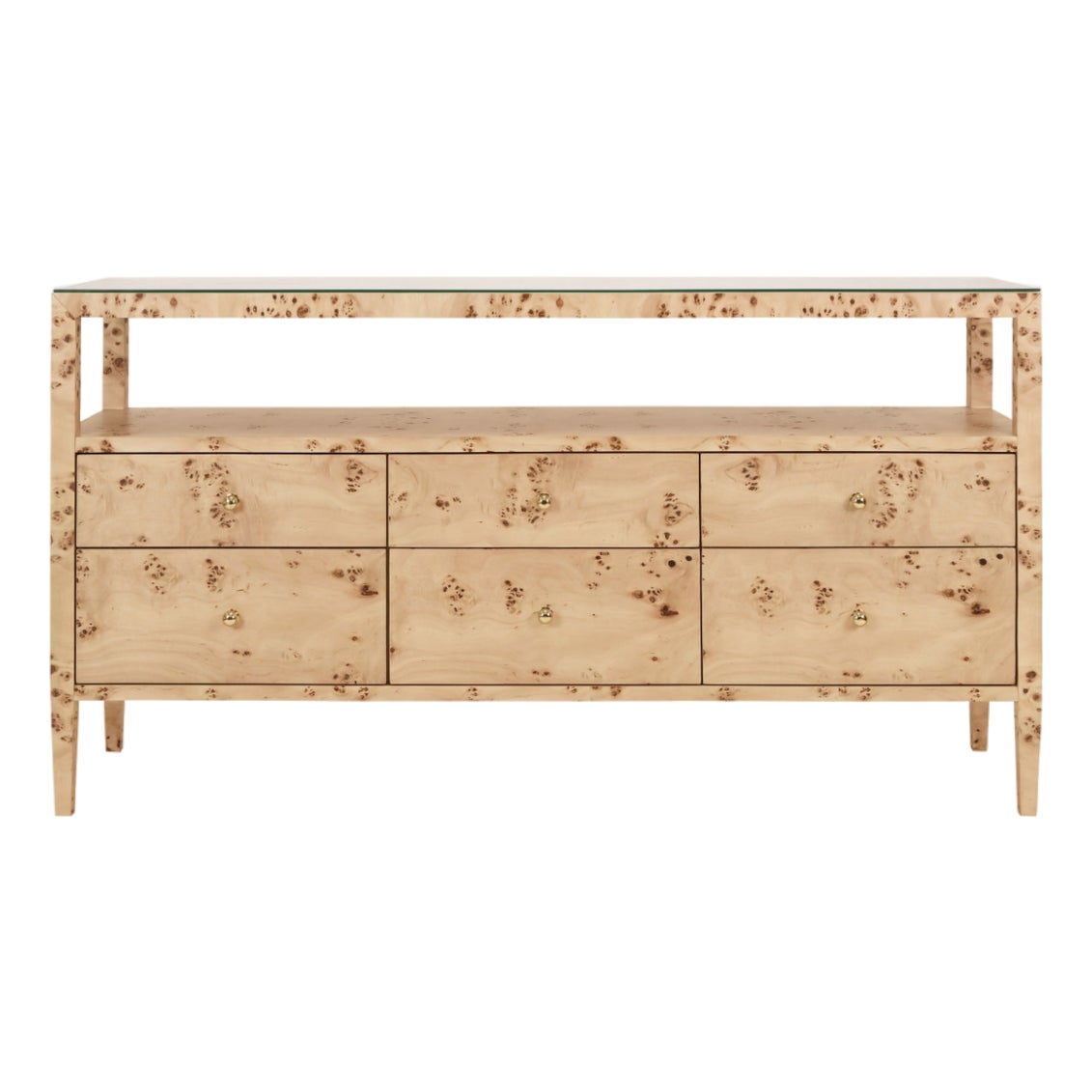 Matthew Izzo Home Jordan Light Burlwood Two Tier, Six Drawer Console ...