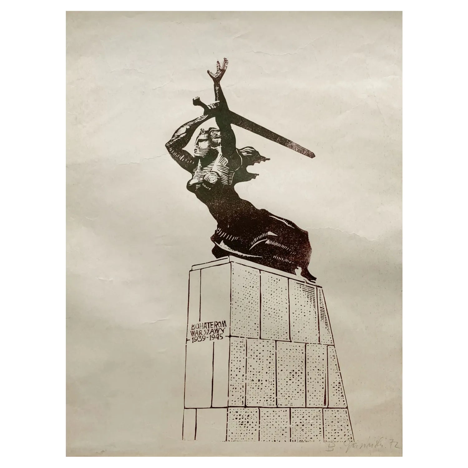 Boleslaw Gasinski, to Heros of Warsaw, 1972, Woodblock Print & Paper ...