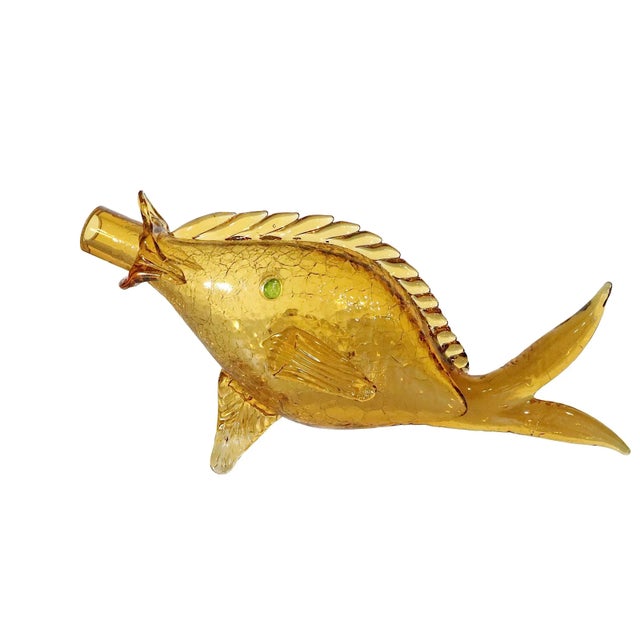 Pr. Blenko Orvieto Glass Fish Shaped Wine Bottles C 1960/ 1970's | Chairish