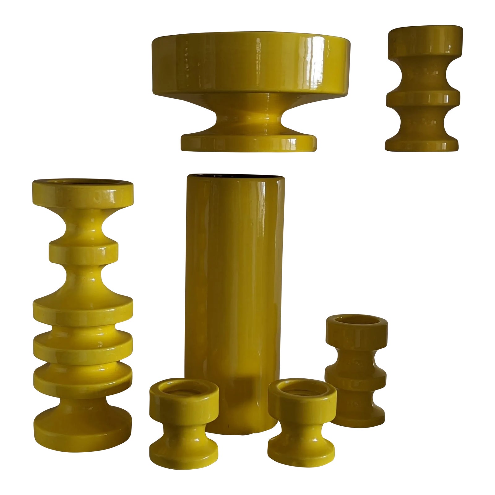 1960s Royal Haeger Solid Yellow Modern Candle Holder by Alrun Guest ...