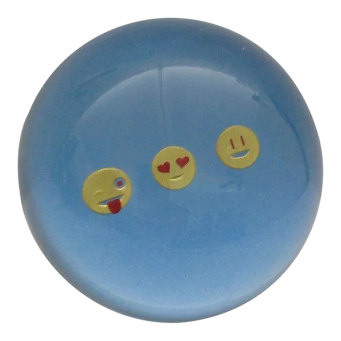 Art Glass Emoji Glass Paperweight | Chairish