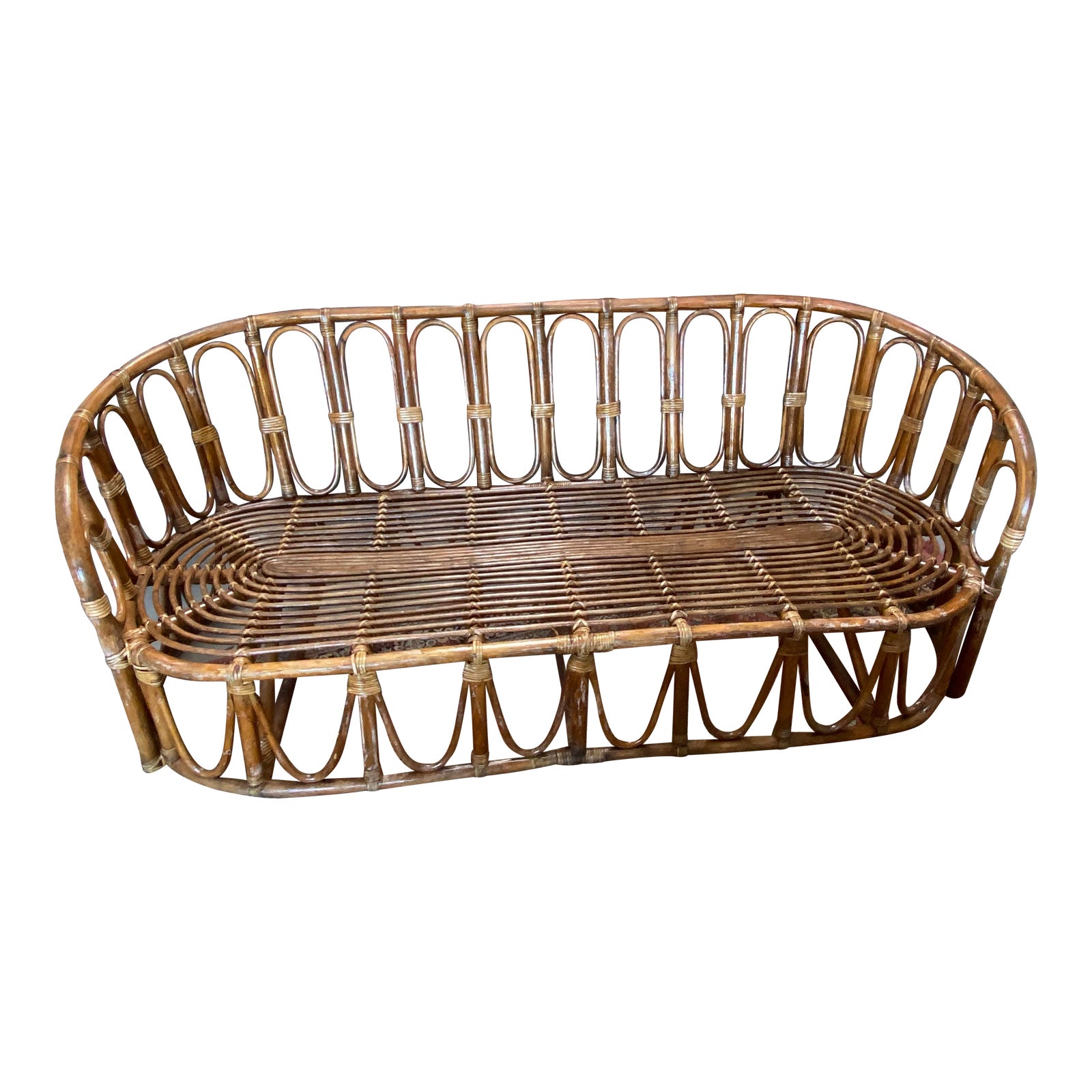 20th Century Vintage Rattan Sofa. | Chairish