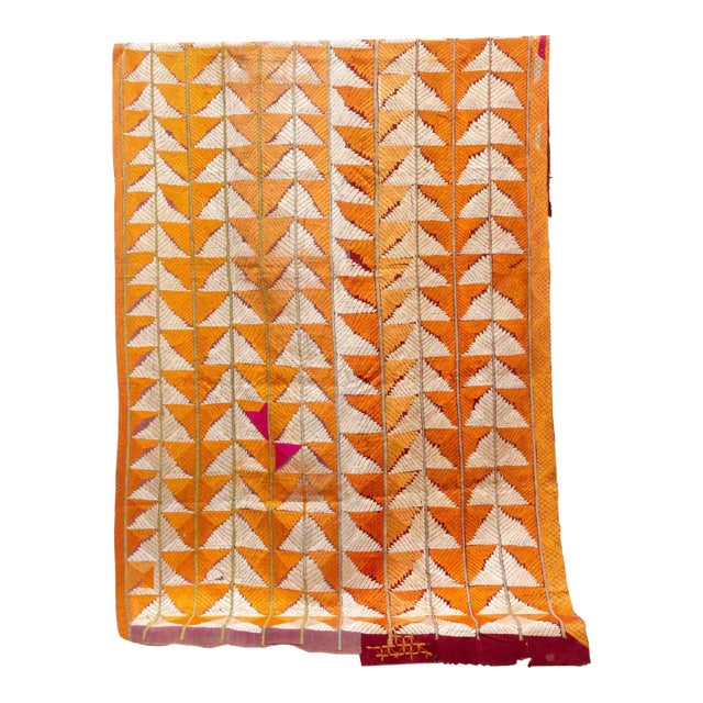 Antique Hand-Stitched Indian Phulkari Throw | Chairish