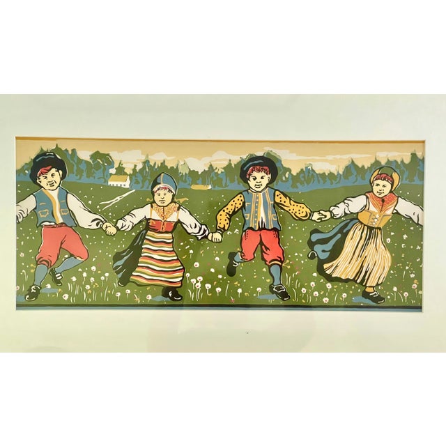 !9th C. Slavic or Scandinavian Woodcut Print of Children | Chairish