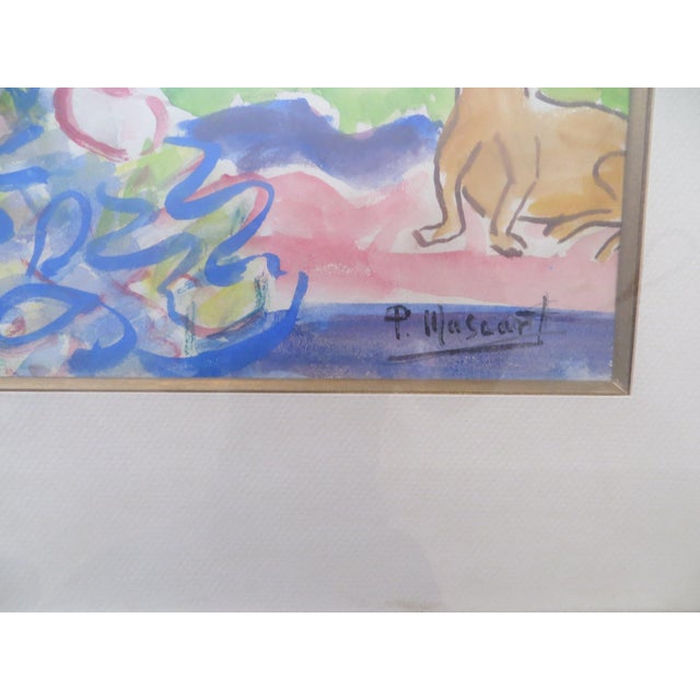 Early 20th Century Gouache Jardin Au Chien Drawing by Paul Mascart ...