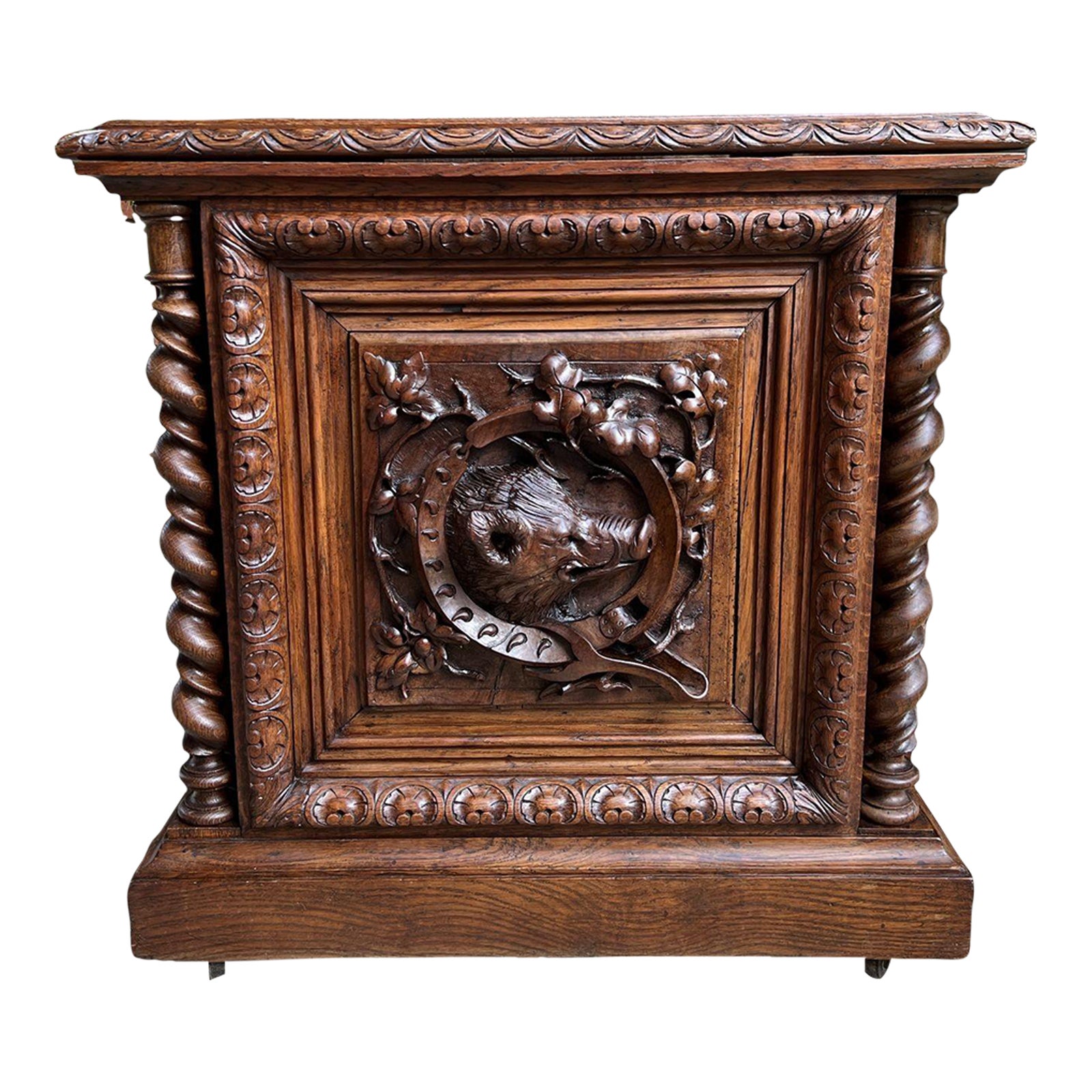 19th Century French Carved Wine Cellarette Cabinet Black Forest Chest ...