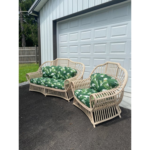 1970s Ficks Reed Vintage Bamboo Sofa and Chair With Tommy Bahama ...