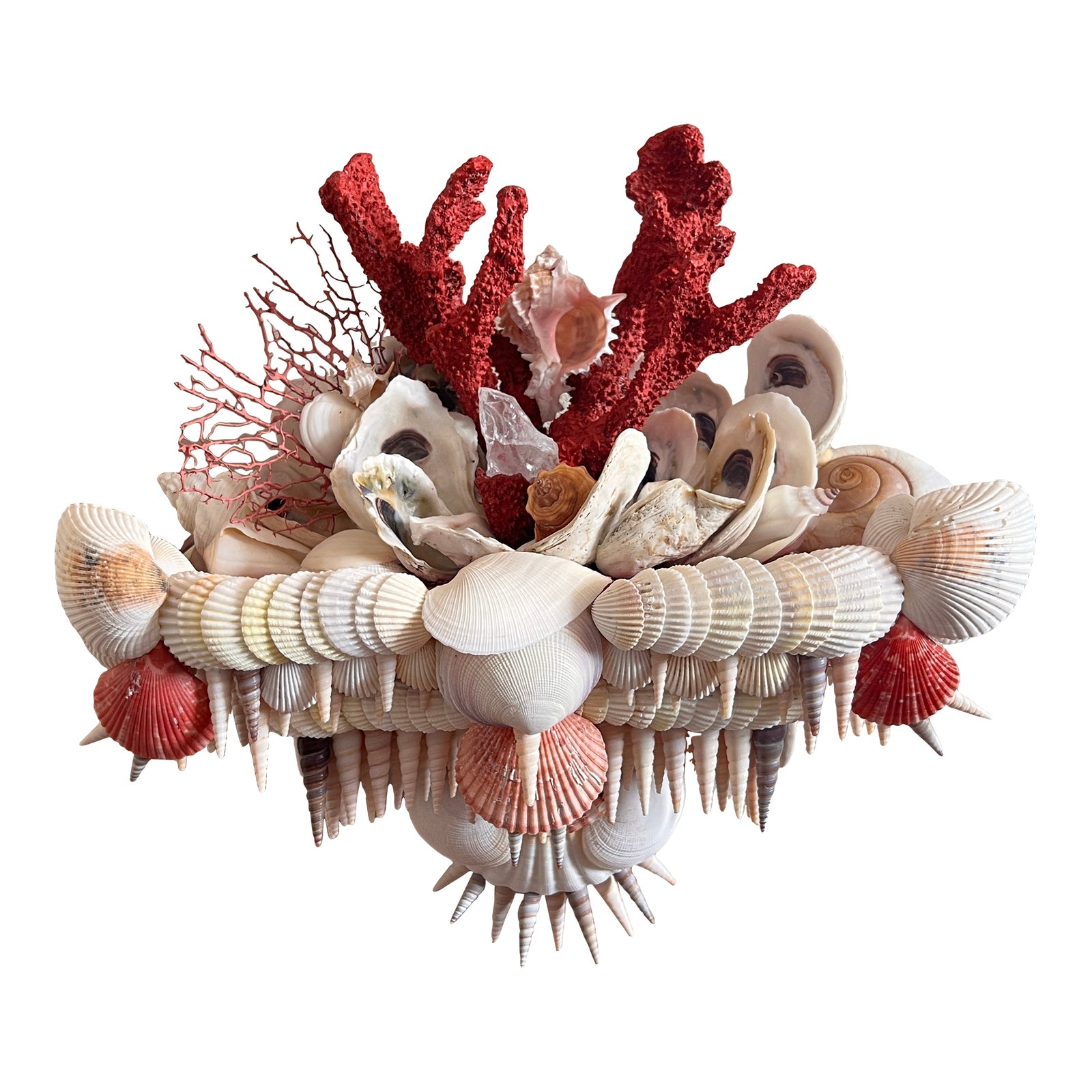 Vintage Italian Baroque Grotto Style Rock Crystal Seashell & Faux Red ...