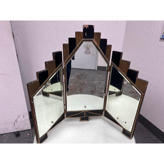 Vintage Tri-Fold Art Deco Table Top Mirror | Chairish