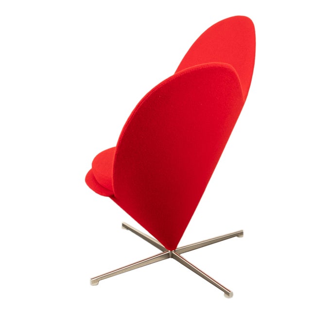Mid Century Modern Red Heart Cone Chair Verner Panton for Vitra | Chairish