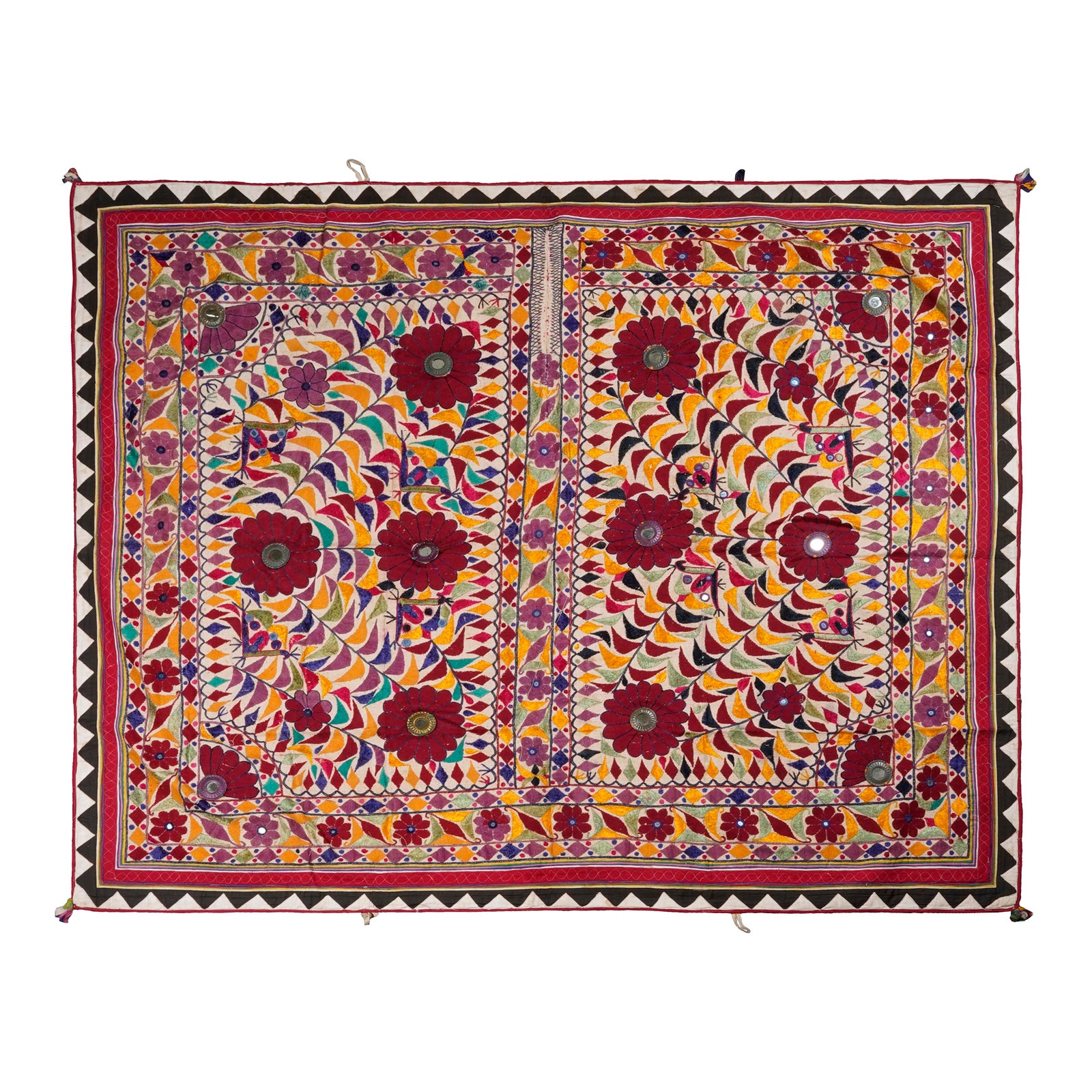 Vintage 1980s Hand Embroidered Gujarati Textile | Chairish