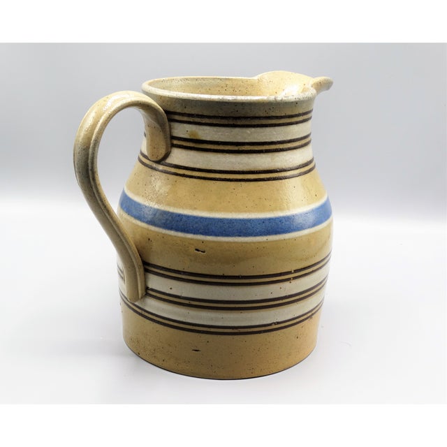 Large Antique English Mocha Ware Jug Pitcher | Chairish