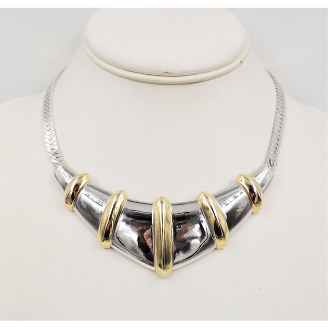 1970s Napier Modernist Rhodium Plate & Goldtone Necklace | Chairish