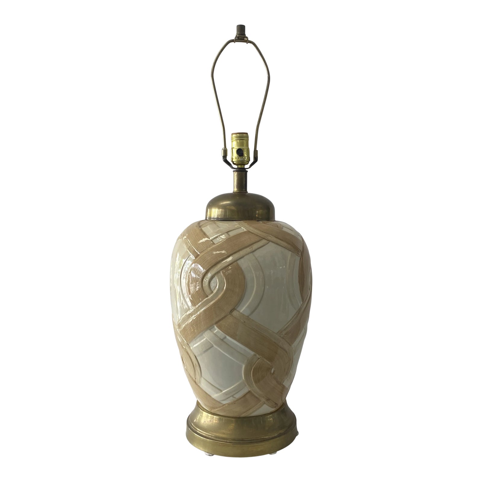 Large 1970s Frederick Cooper Ceramic Lamp With Brass | Chairish