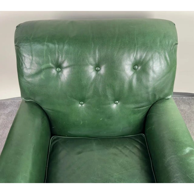 Hickory Chair English Style Green Leather Club Chair | Chairish