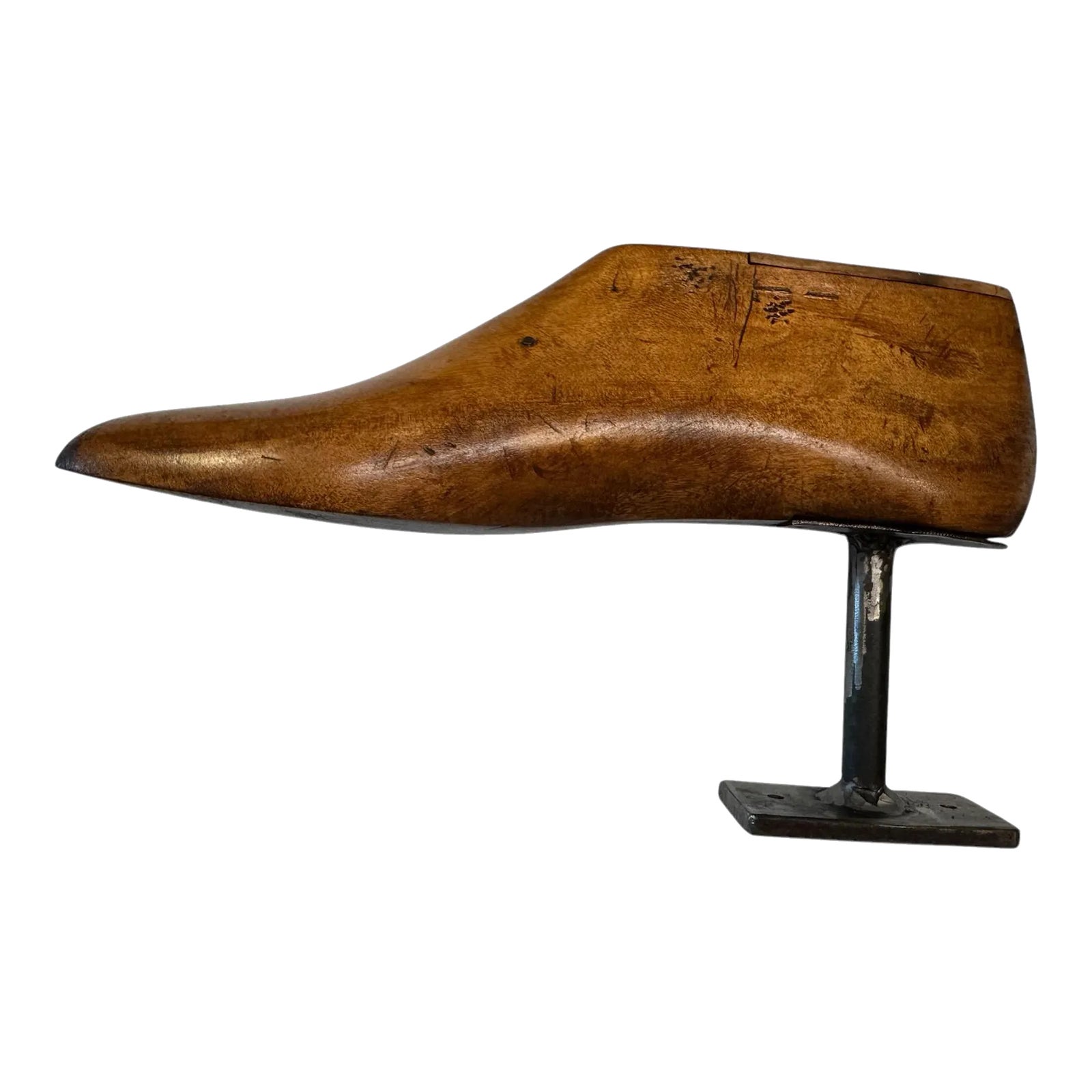 Vintage Wood Cobbler Shoe Mold - Welded on Wall Mount | Chairish