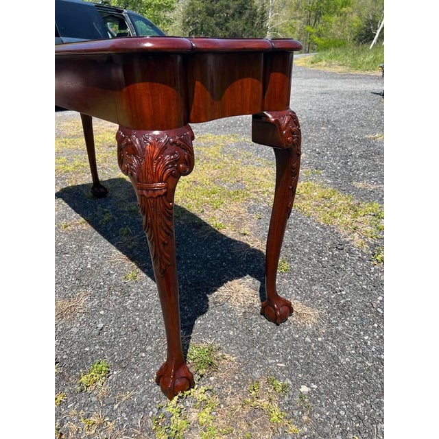 1990s Henkel Harris Chippendale Style Carved Mahogany Console Table ...