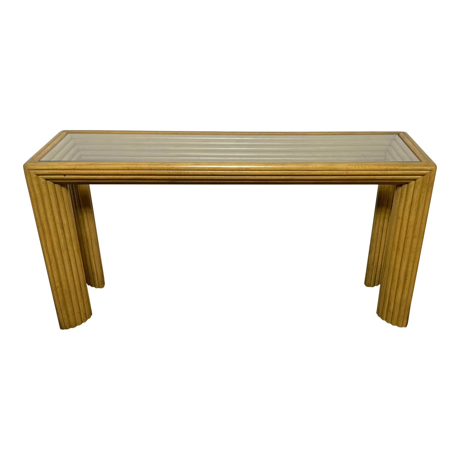 Pencil Reed Console Table Circa 1980s | Chairish