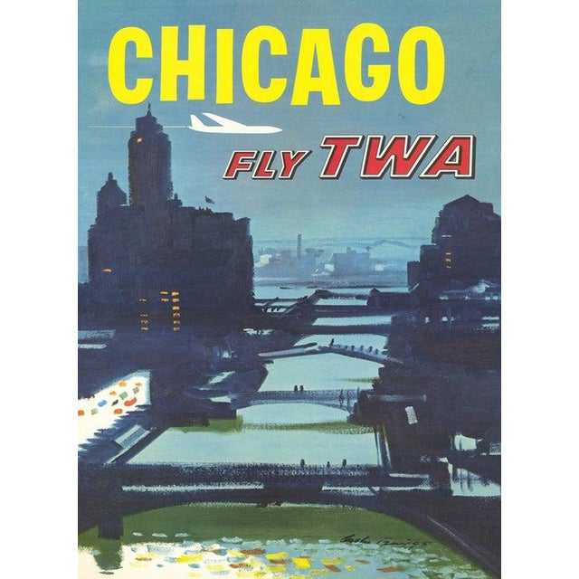 1955 TWA - Chicago Poster | Chairish