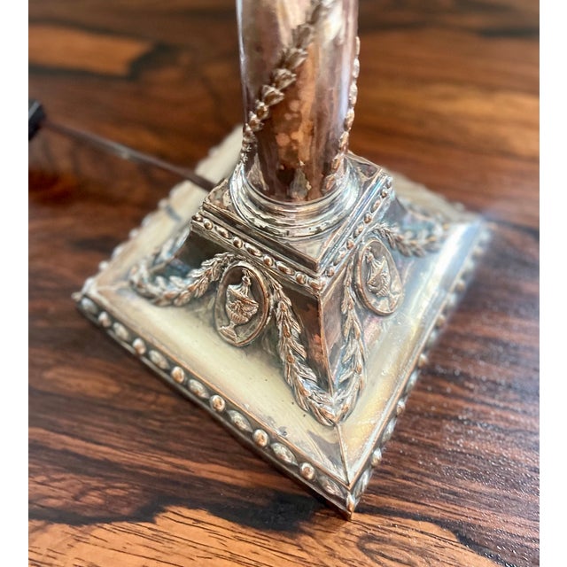 19th C. English Sheffield Silver Plate Candlestick Table Lamp | Chairish