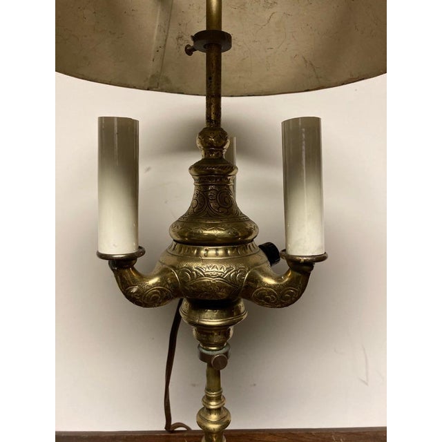 19th Century French Bouillotte Lamp with Green Tole Shade | Chairish