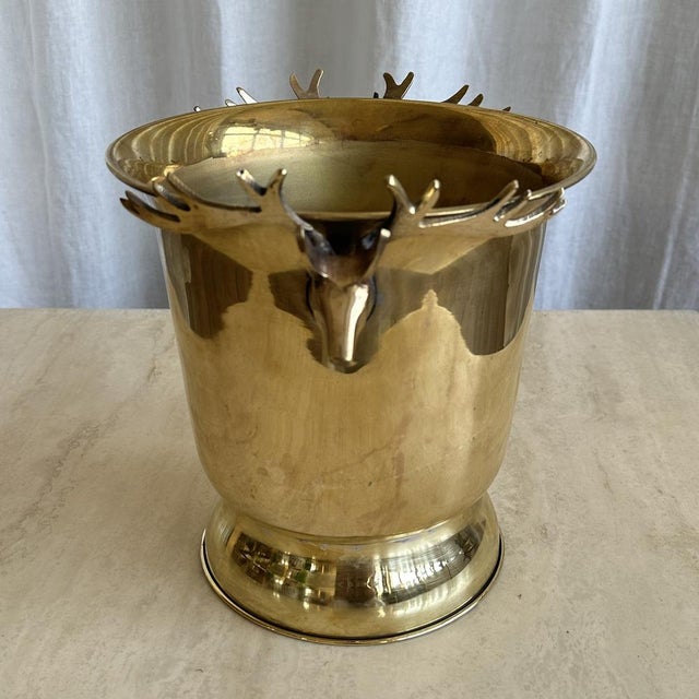 Mid-Century Brass Ice Buckets with Deer Sculpted Handles, 1960s | Chairish