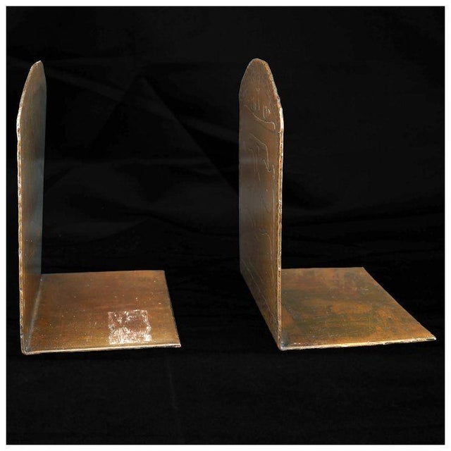 Arts and Crafts Beaten Copper Bookends - a Pair | Chairish