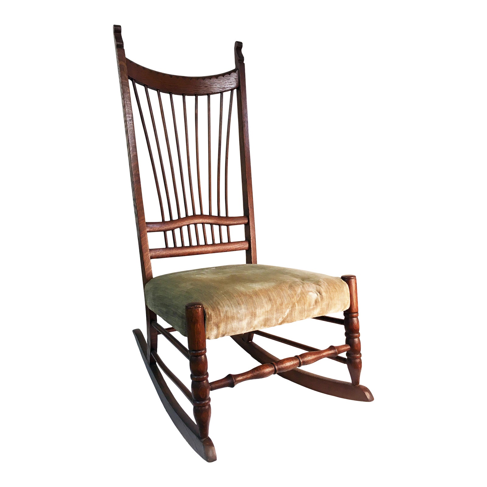 Circa 1900 Carved Oak Cottage Style Rocking Chair | Chairish