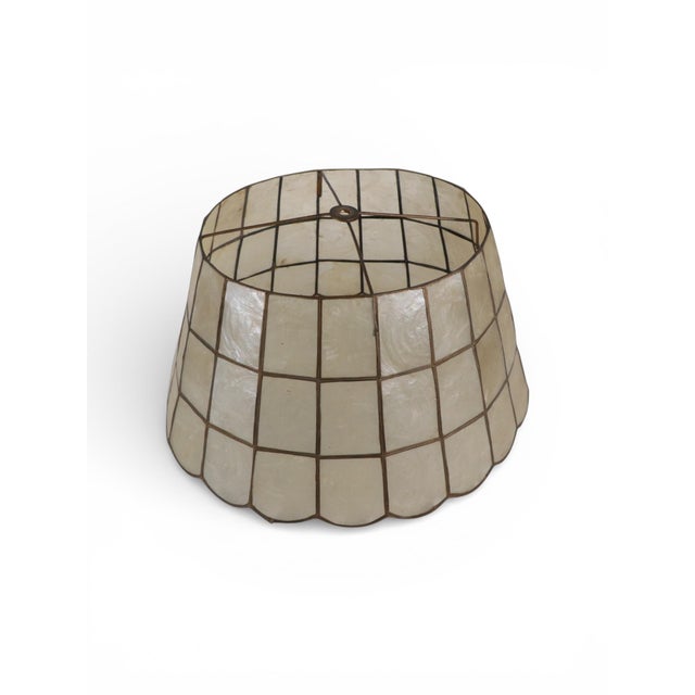 Vintage Geometric Pattern Capiz Shell Lamp Shade | Chairish
