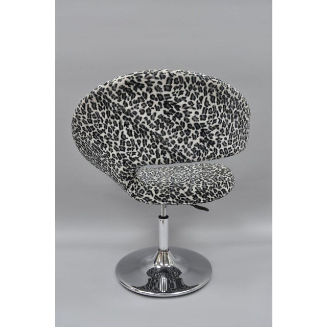 Modern Leopard Print Chrome Swivel Lounge Chair | Chairish